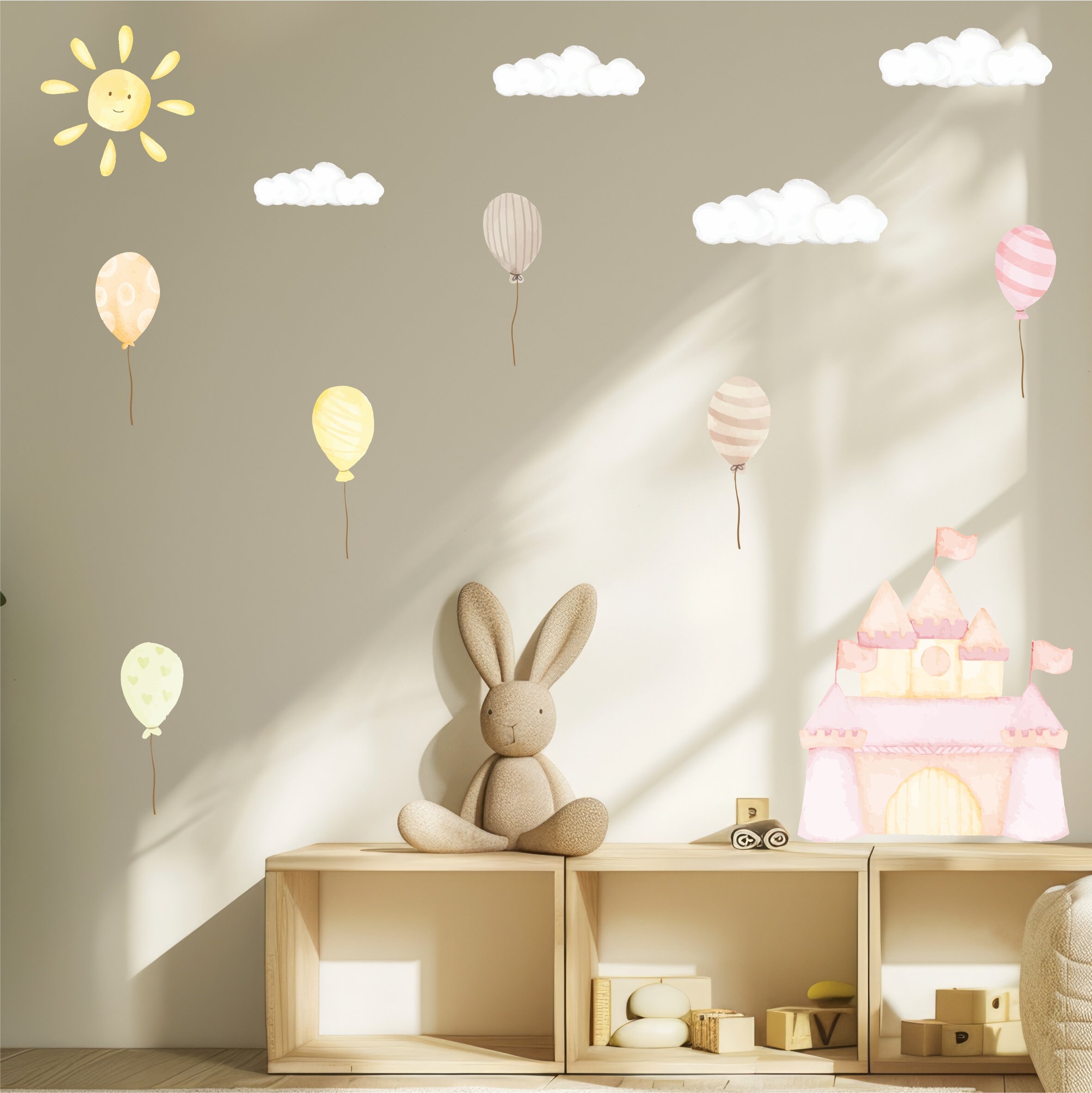 Fairy Tale Wall Decals: Rainbow, Balloons, Castle - Removable ...