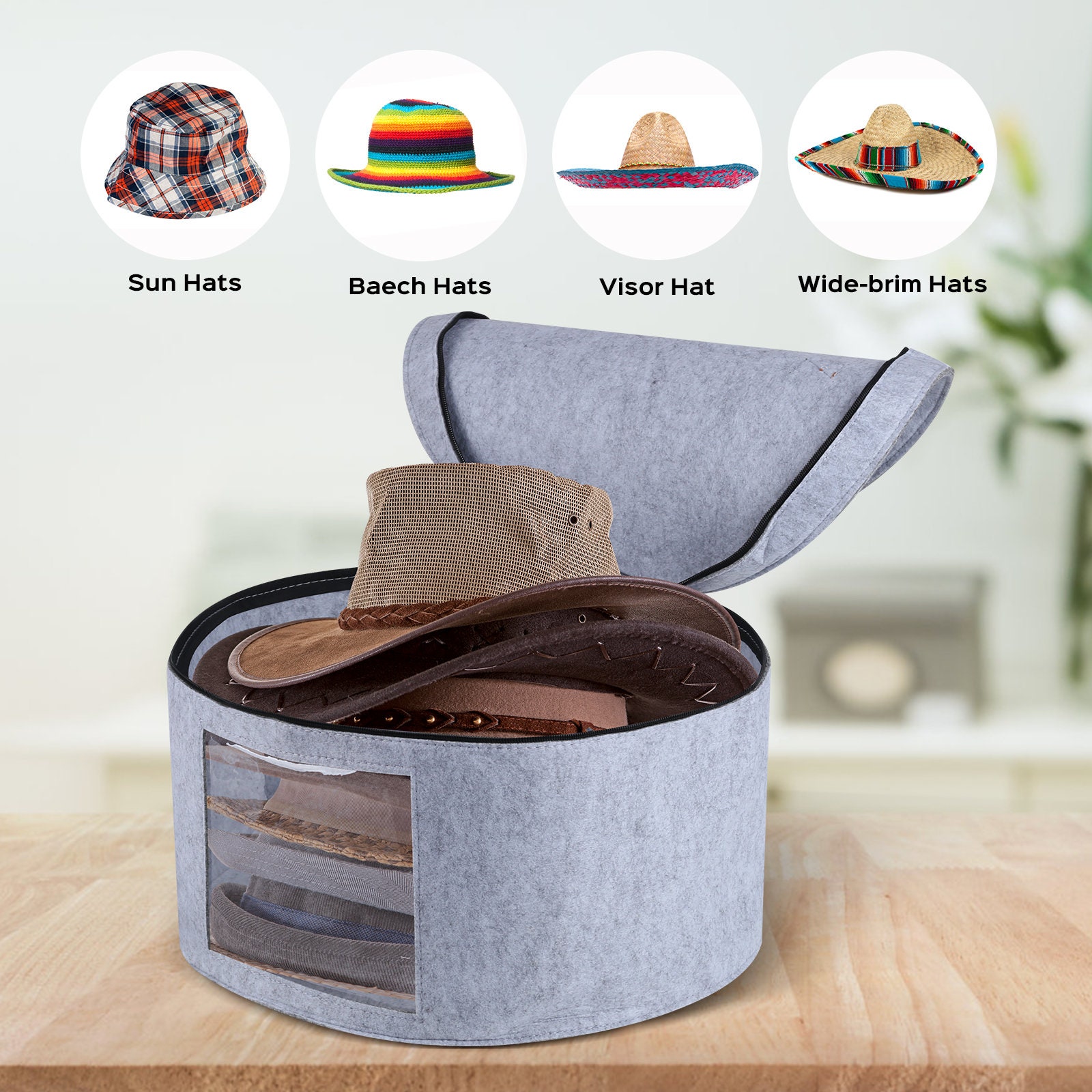 Hat Boxes for Women Storage & Men Hat Box Hat Storage Box - Large Hat ...