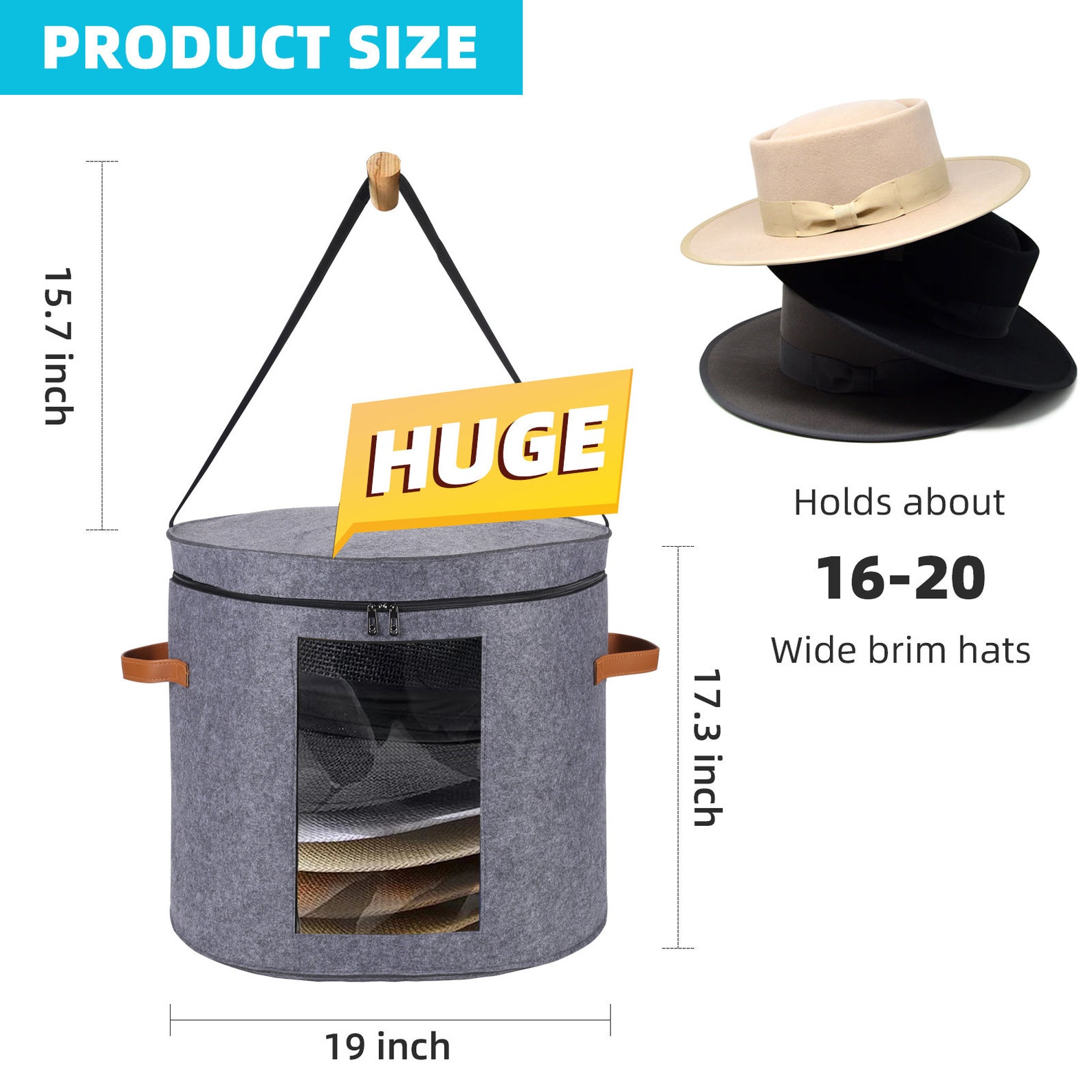 Huge Hat Boxes for Women Storage - Foldable Hat Storage Boxes With ...