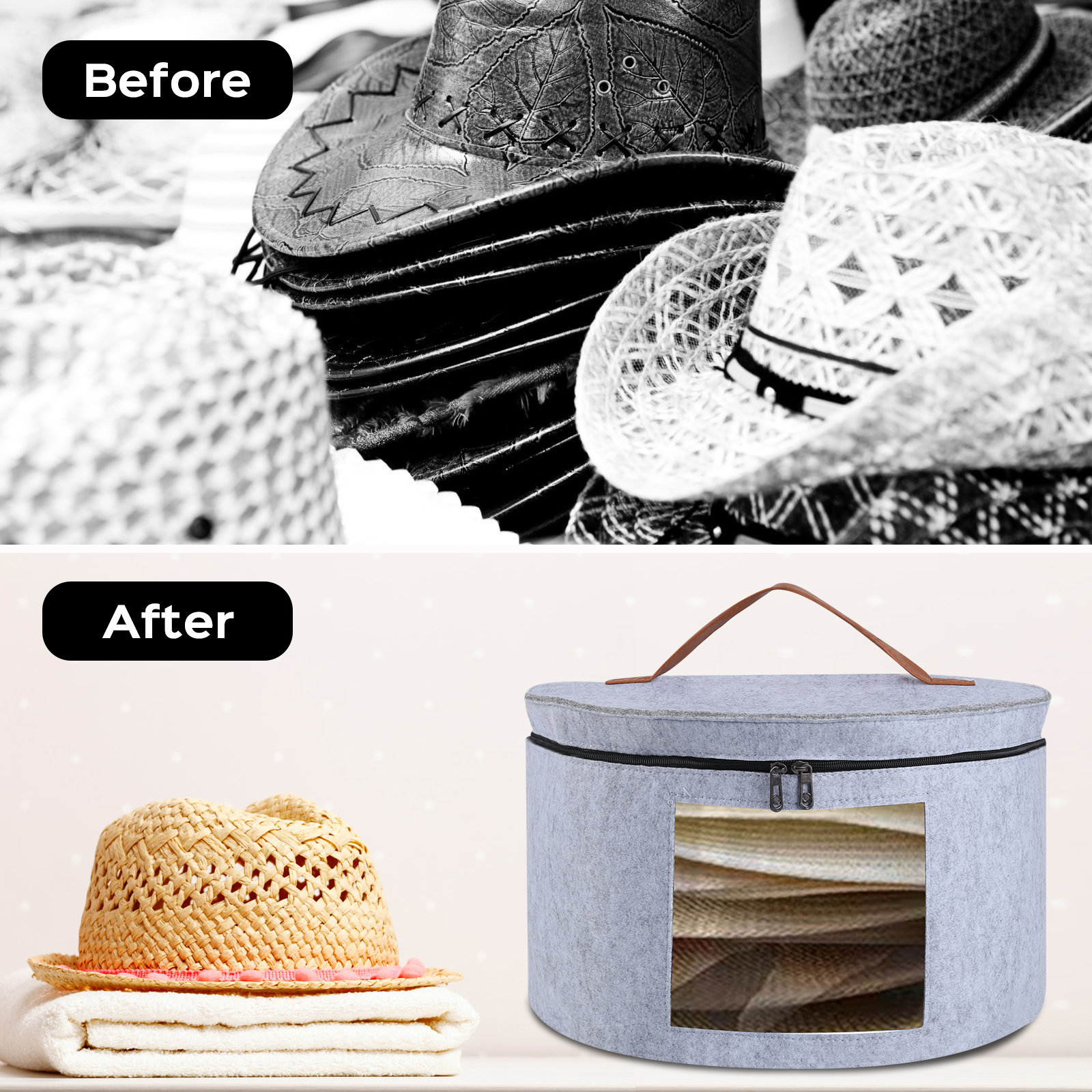 Hat Boxes for Women Storage & Men Hat Box Hat Storage Box - Large Hat ...