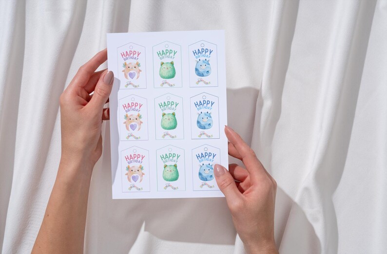 Squishmallow-themed Editable Gift Tags – PDF Print | Digital Download ...