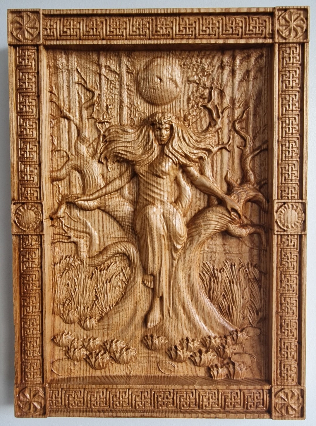 Morana Mara Carved Wood Picture, From Germanic and Slavic Mythology ...
