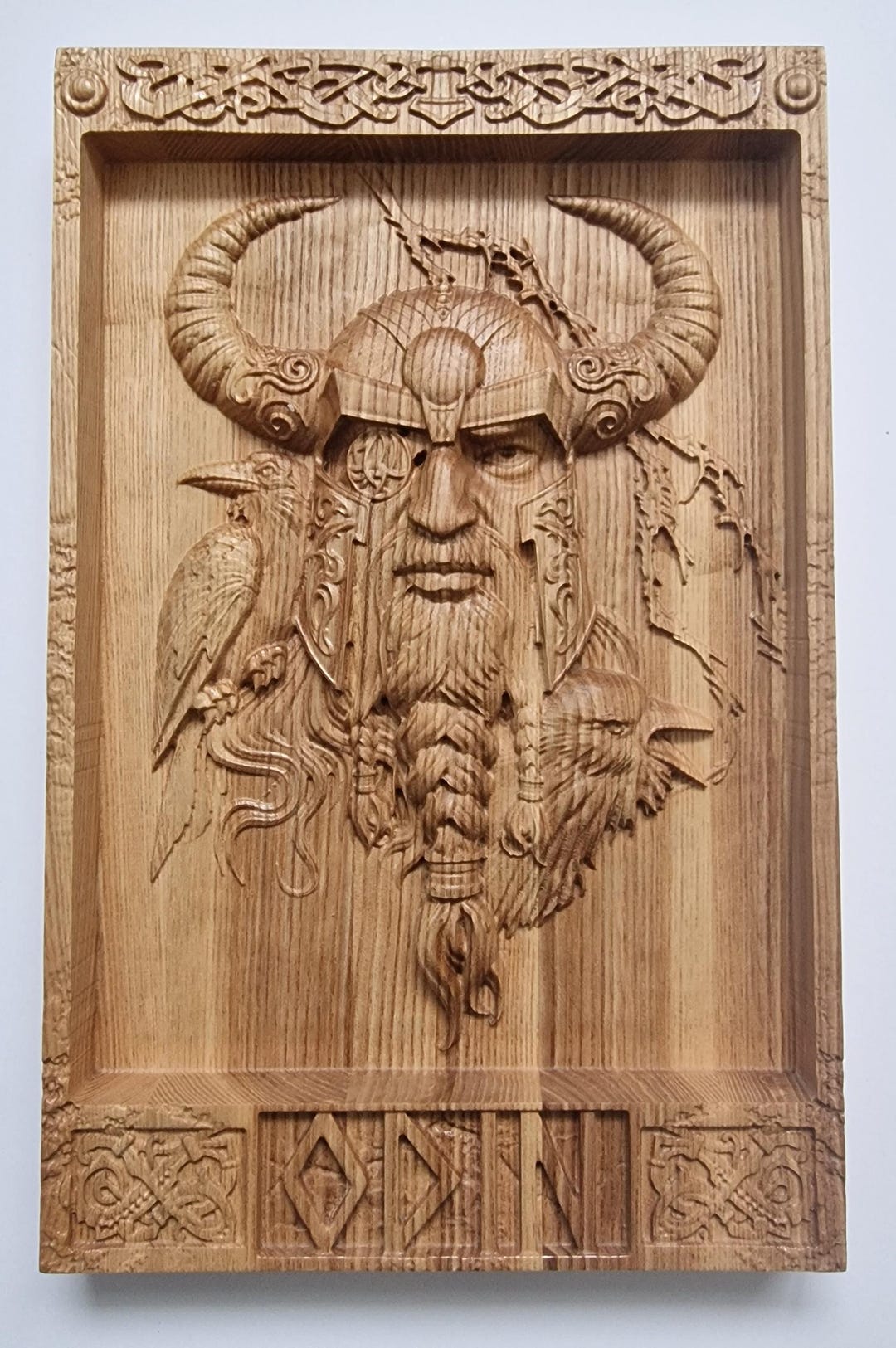 Odin Wood Carving: Norse Mythology Viking Wall Art, Handmade Ash Wood ...