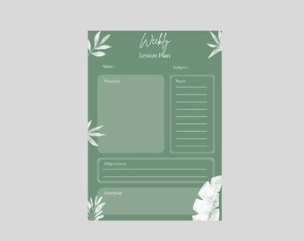 Printable Weekly Lesson Plan A4 PDF - Light Pink - Etsy