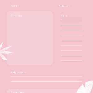 Printable Weekly Lesson Plan A4 PDF - Light Pink - Etsy