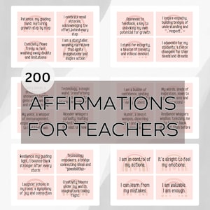 200 Affirmation Cards for Teachers Template, Teacher Affirmations PLR ...