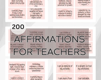 100 Affirmation Cards for Teachers Template, Teacher Affirmations PLR ...