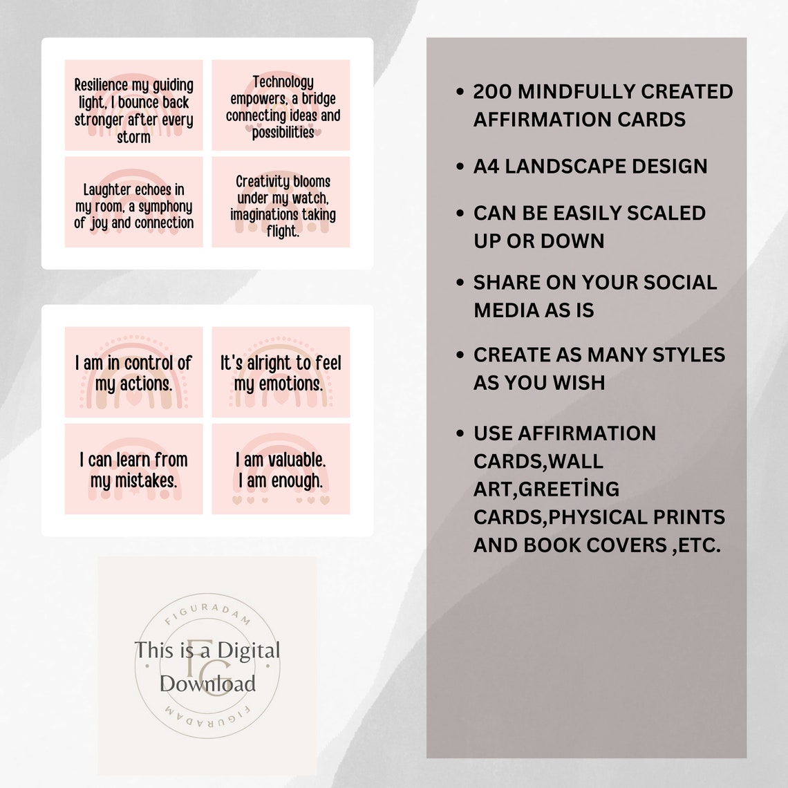 200 Affirmation Cards for Teachers Template, Teacher Affirmations PLR ...