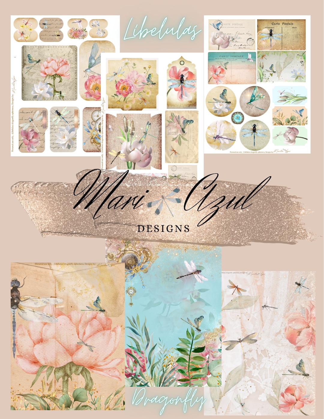 Dragonfly Ephemera Kit - Etsy