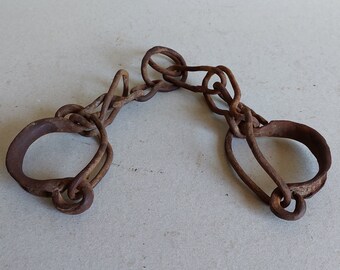 Collectibles Art & Collectibles Memorabilia 36 Iron Leg Cuff Shackles ...