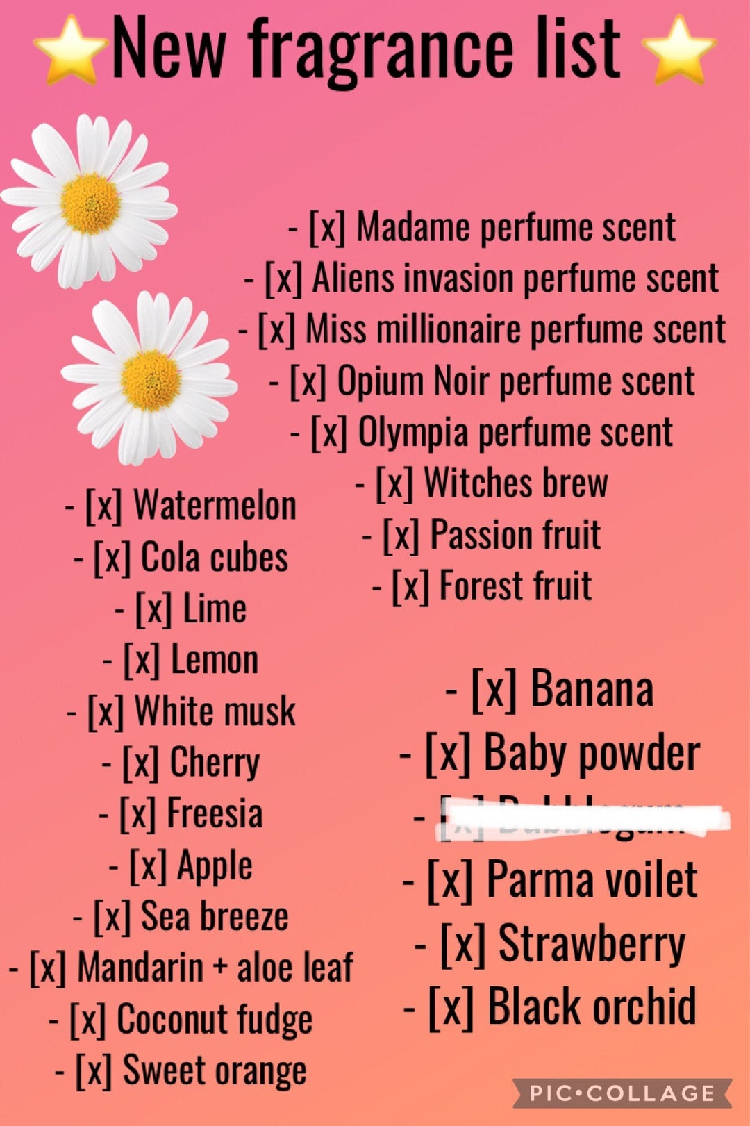 Fragrance and Price List - Etsy