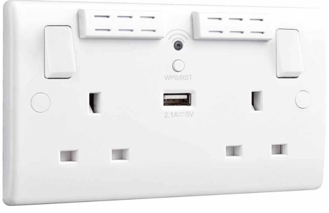New 2x Set Original BG White Shade Double Switched Socket + WIFI + USB ...