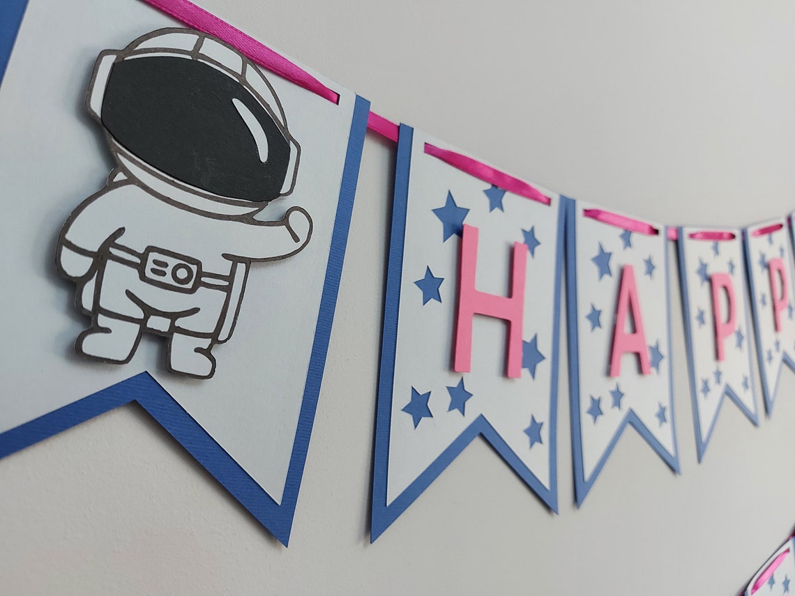Space Birthday Banner, Astronaut Banner Party, First Trip Around the ...