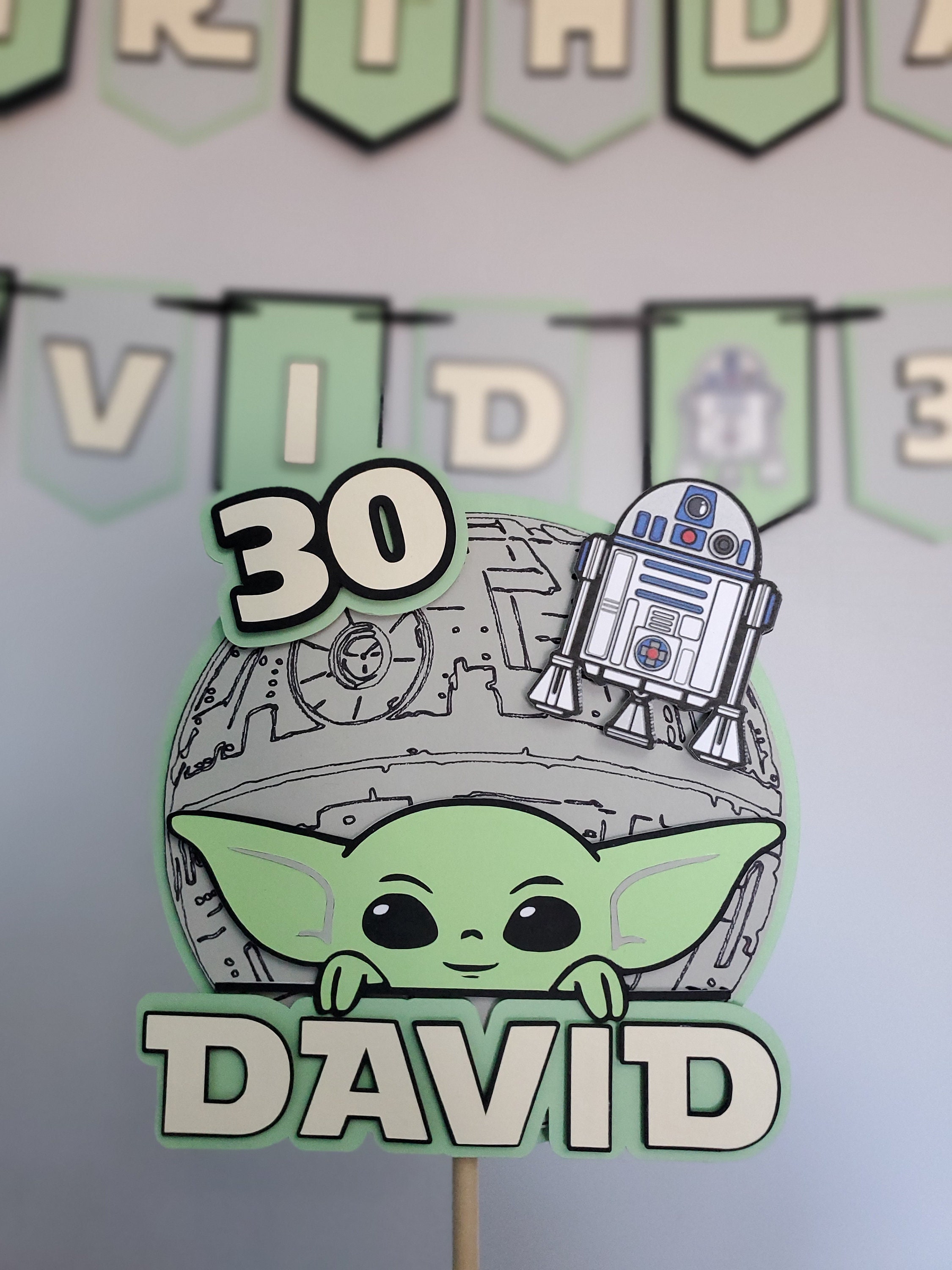 Baby Yoda Cake Topper, Star Wars Theme Birthday, Baby Yoda Decoration ...