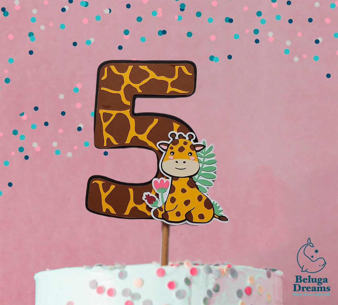 Giraffe Cake Topper: Safari Jungle Birthday Party Decor, Baby Animals ...