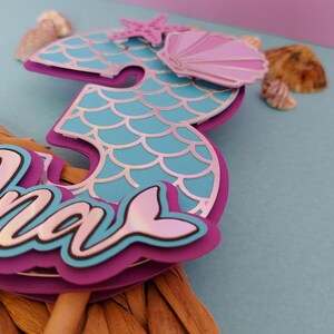 Cake Topper Mermaid Number, Under the Sea Theme, Mermaid Birthday ...