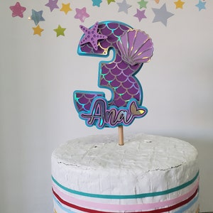 Cake Topper Mermaid Number, Under the Sea Theme, Mermaid Birthday ...