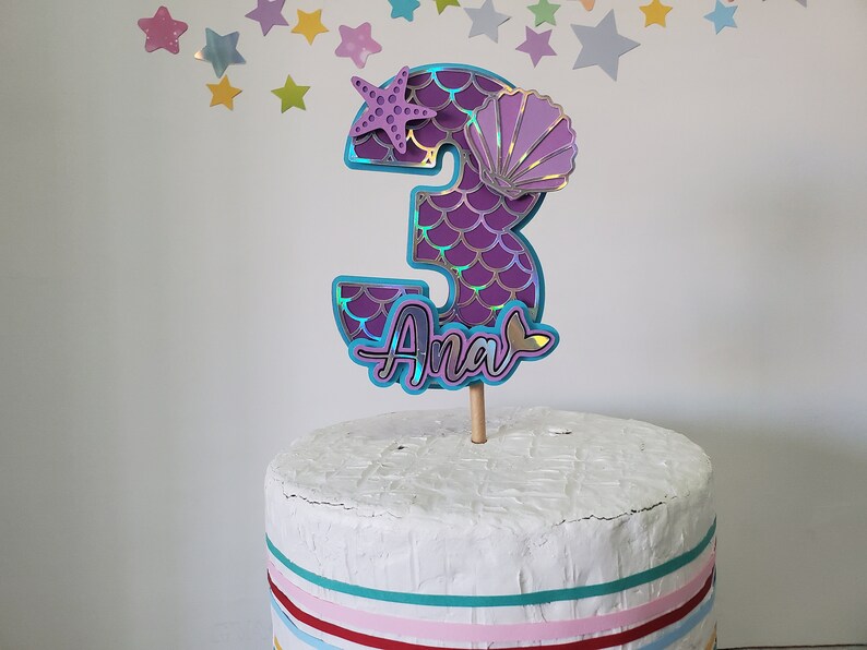 Cake Topper Mermaid Number, Under the Sea Theme, Mermaid Birthday ...