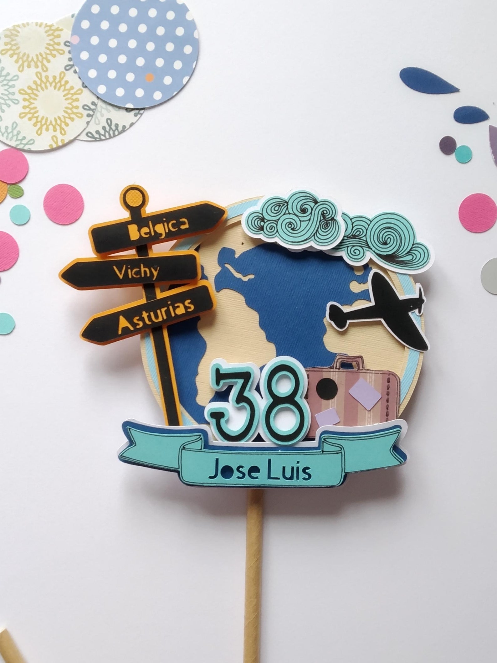 Travel Cake Topper, World Map Cake Decor, Plane Topper, Travelers ...
