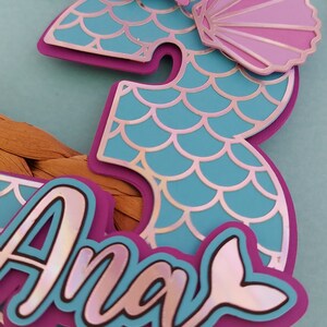 Cake Topper Mermaid Number, Under the Sea Theme, Mermaid Birthday ...