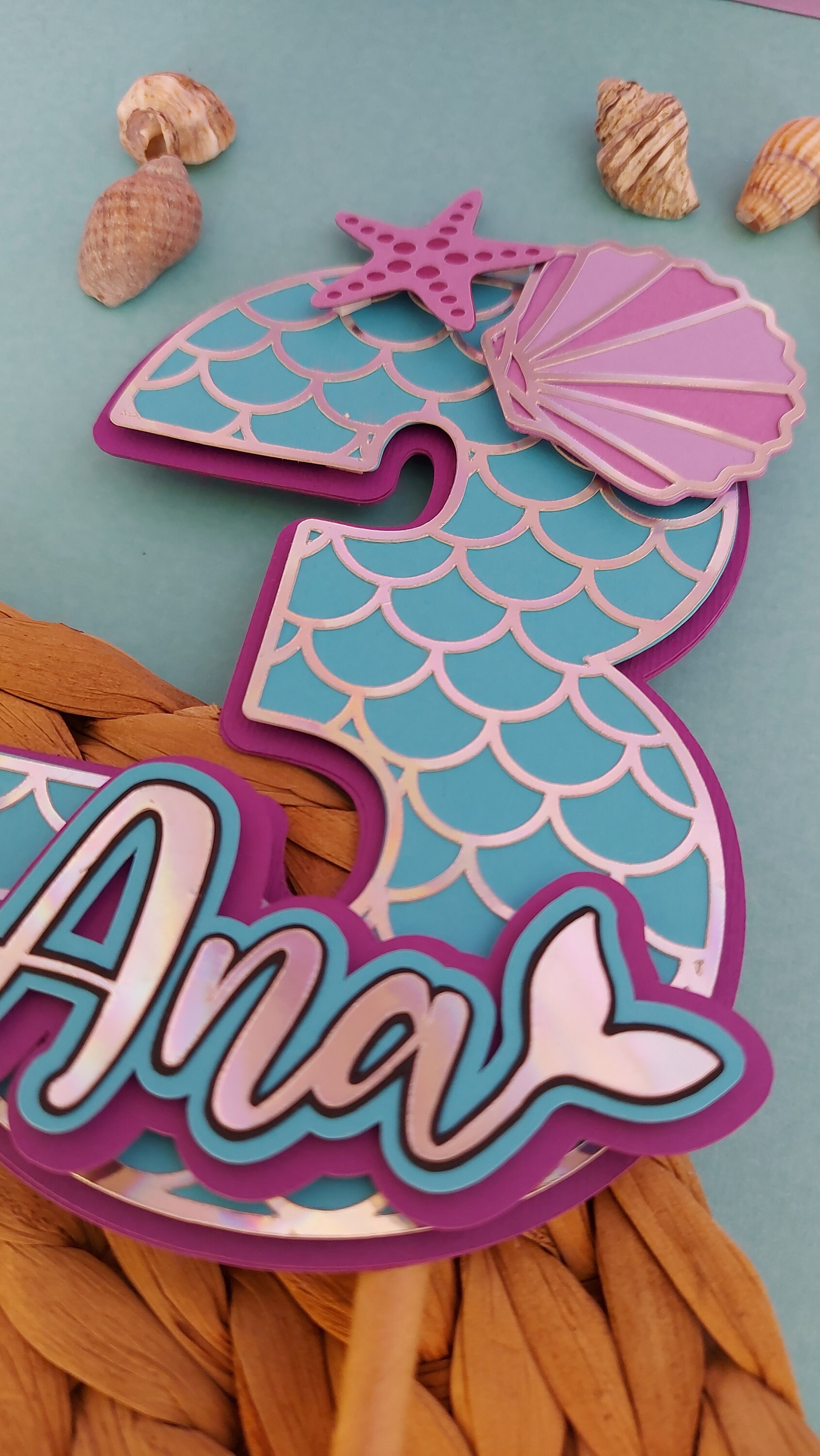 Cake Topper Mermaid Number, Under the Sea Theme, Mermaid Birthday ...