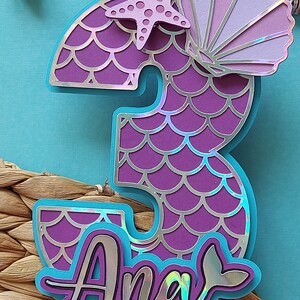 Cake Topper Mermaid Number, Under the Sea Theme, Mermaid Birthday ...