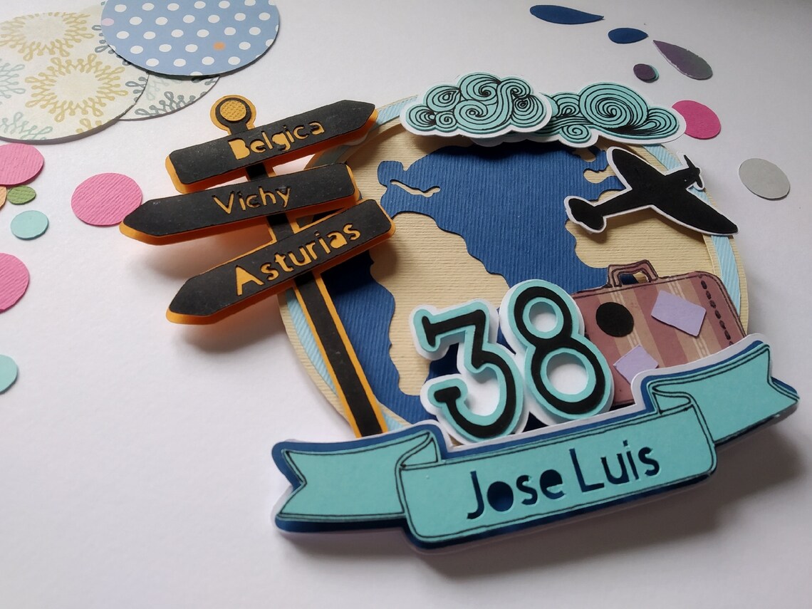 Travel Cake Topper, World Map Cake Decor, Plane Topper, Travelers ...