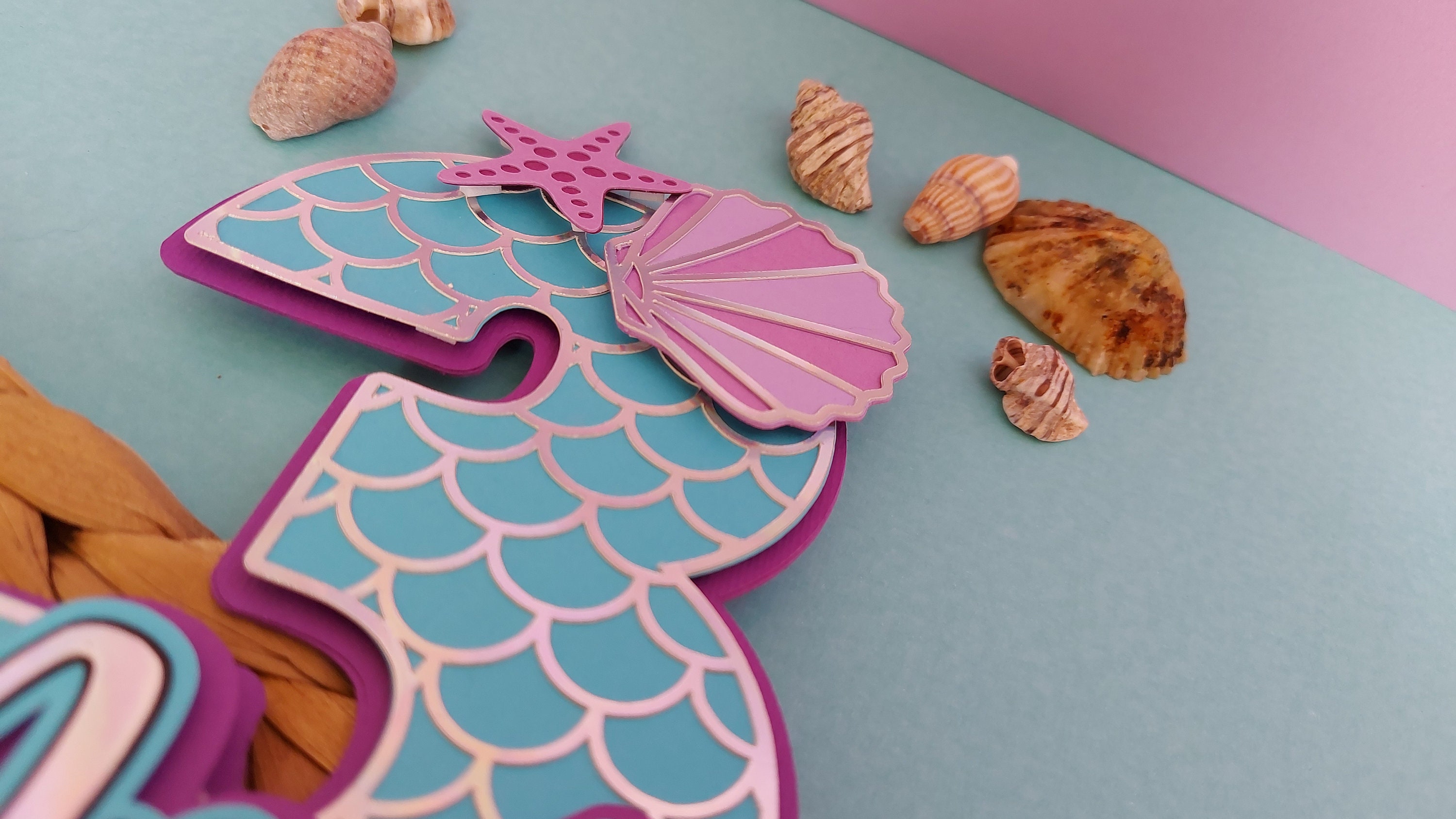 Cake Topper Mermaid Number, Under the Sea Theme, Mermaid Birthday ...