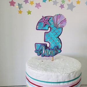Cake Topper Mermaid Number, Under the Sea Theme, Mermaid Birthday ...