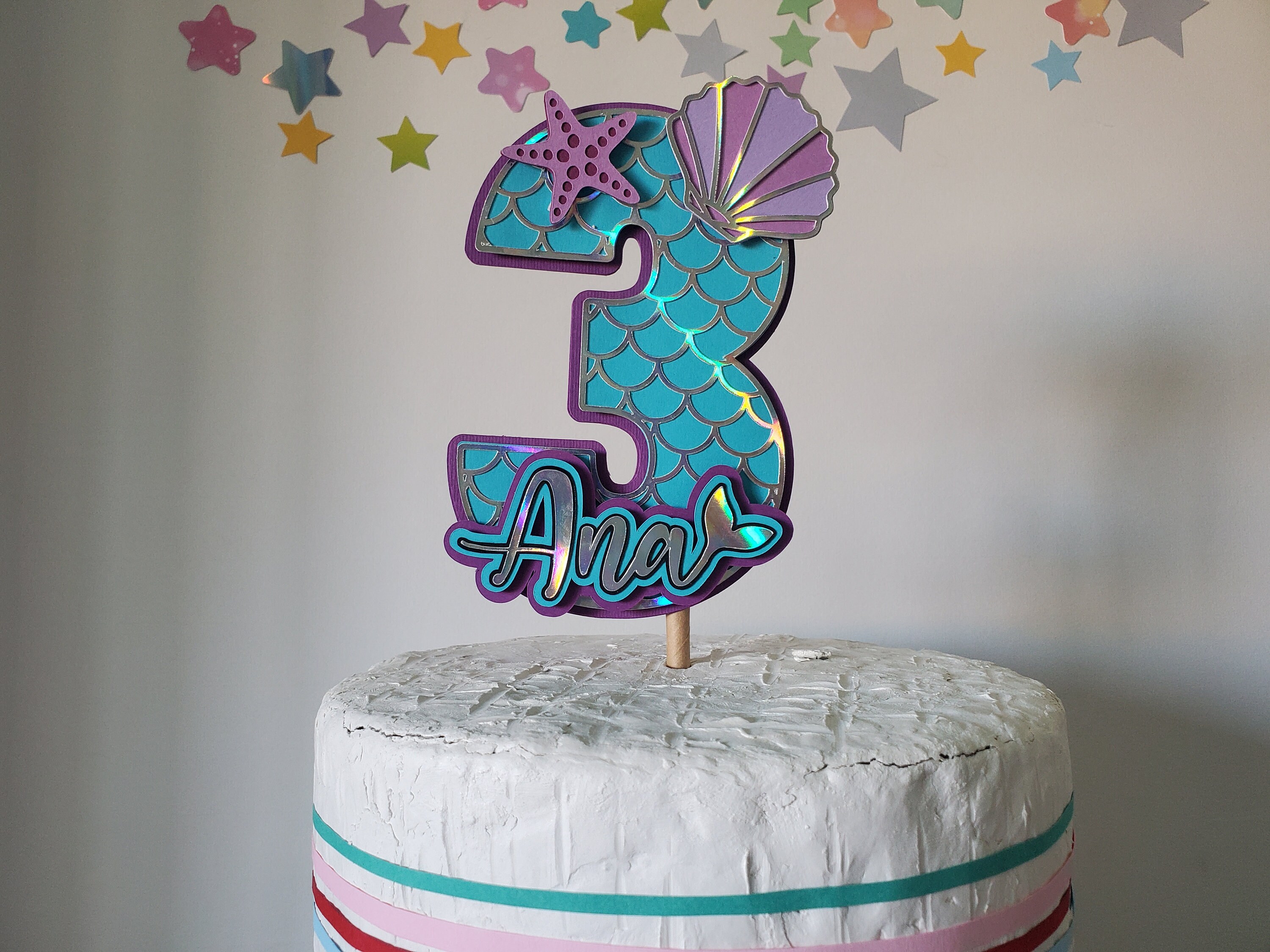 Cake Topper Mermaid Number, Under the Sea Theme, Mermaid Birthday ...