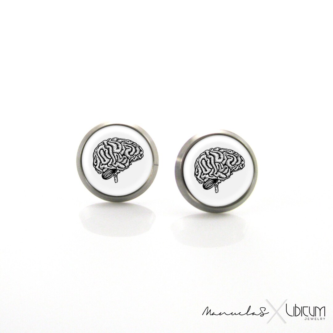 Human Brain Stud Earrings, Titanium Studs, Anatomy Brain Earrings ...