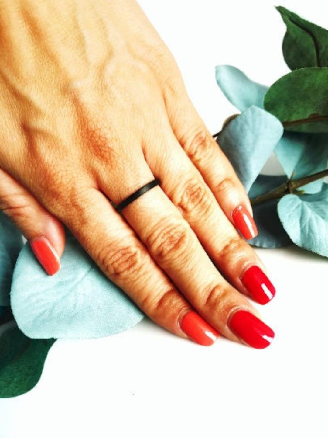 Thin Black Ring, Uni Carbon Fiber Ring With Titanium Core, Stackable ...