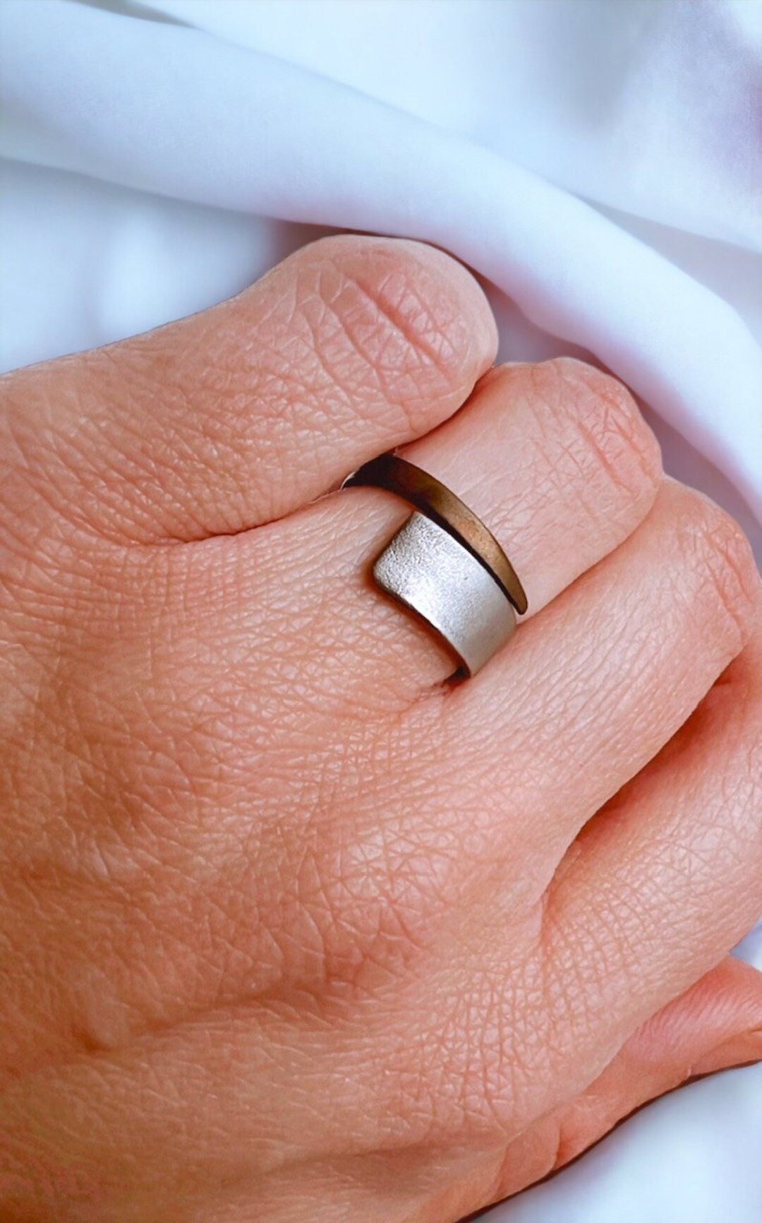 Simple Titanium Ring, Silver and Bronze Color Ring, Silver Ring for Her ...