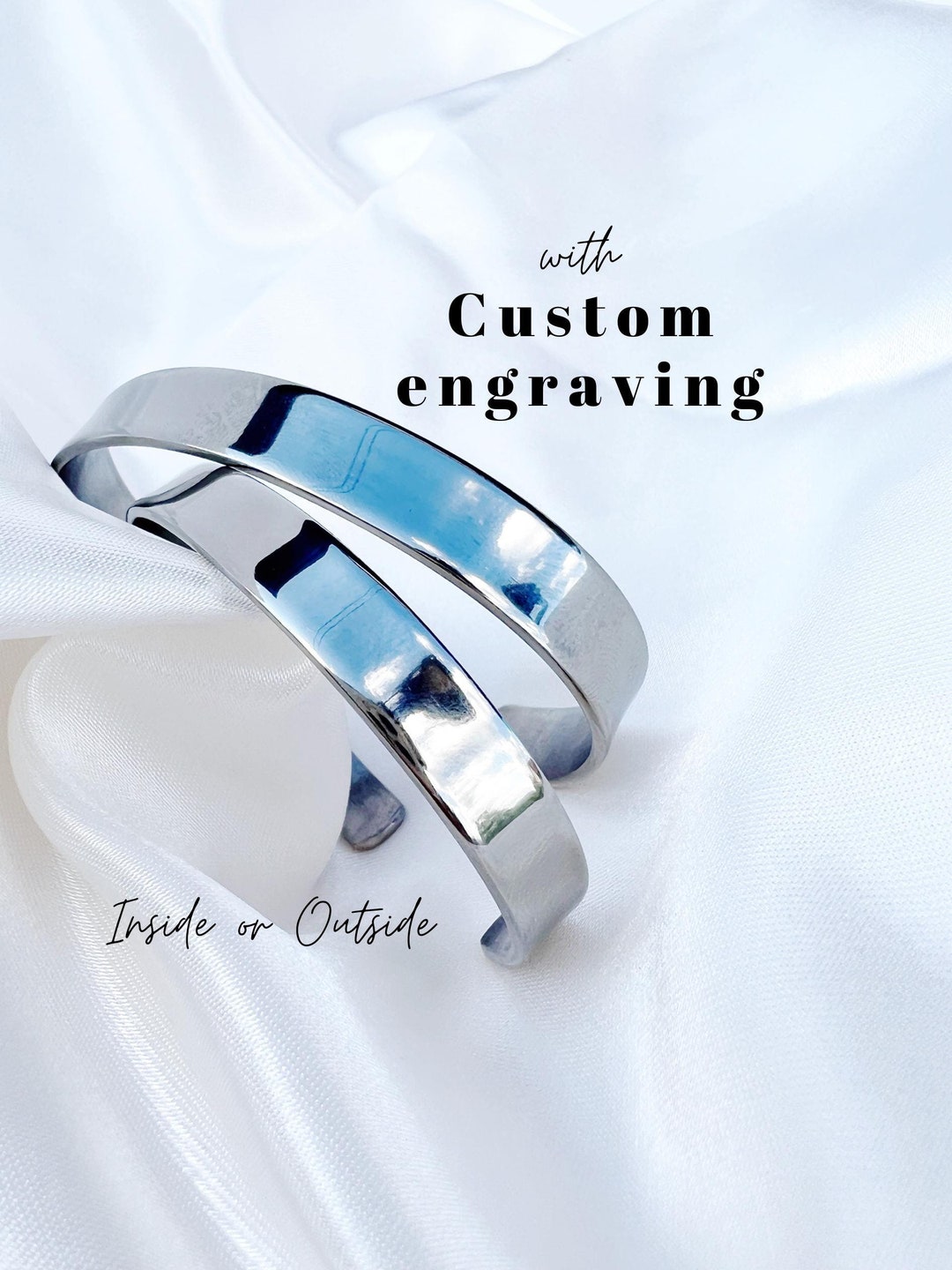 Titanium Cuff Bracelet With Custom Engraving for Him and Her, Unisex ...