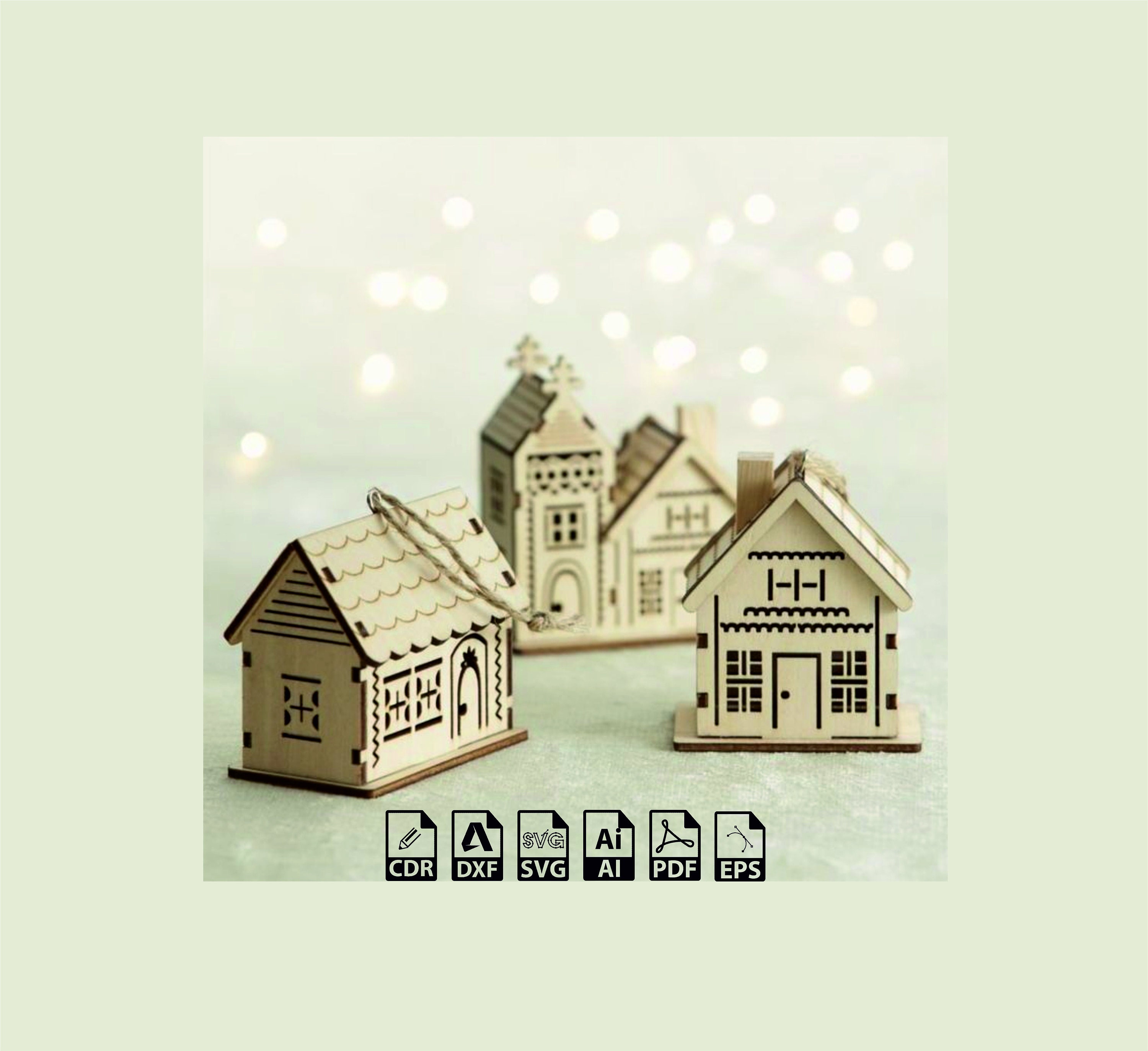 Laser Cut Wooden House Model: Vector Files (SVG, DXF, PDF) - Etsy