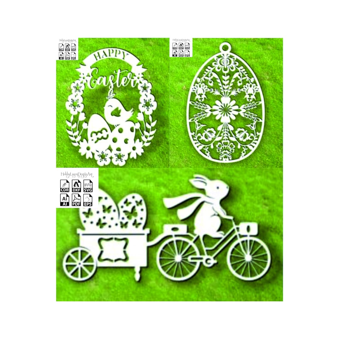 Easter Decorations Laser Cut Glowforge Easter Svg File Easter Bunny Dxf ...