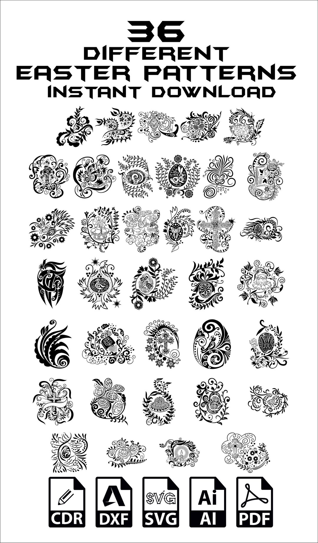 Easter Patterns Svg , 36 Different Vectors Easter Vectors , Easter ...
