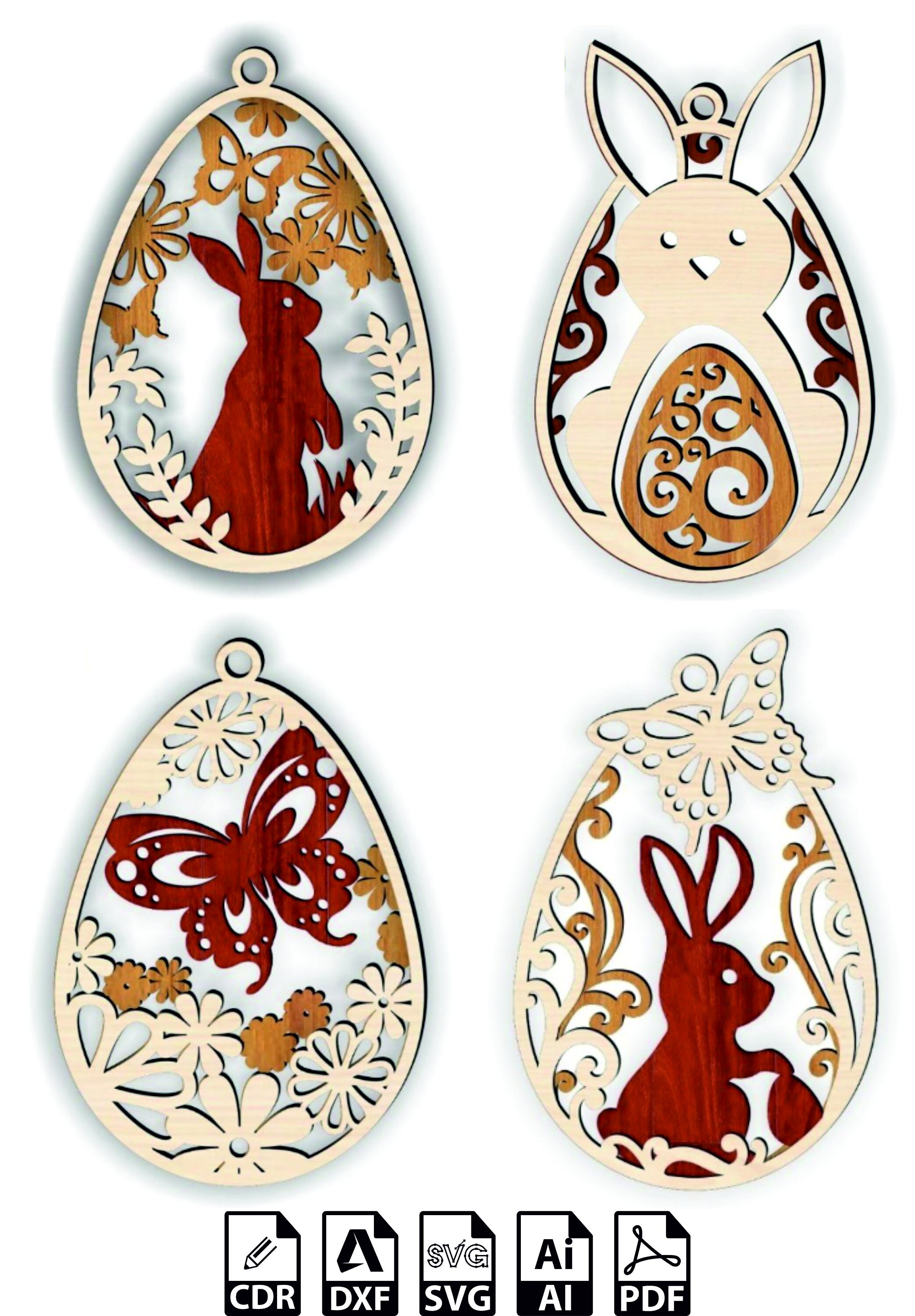 Laser Cut Kaninchen Osterei 4 verschiedene Modelle in einem , Osterei ...