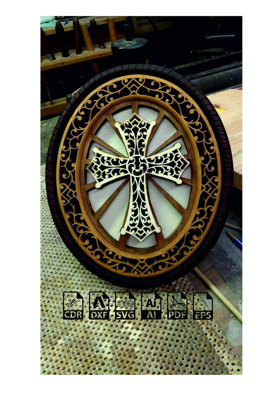 Wooden Decorative Cross Laser Cut Cross Svg File Cross Dxf Cross ...