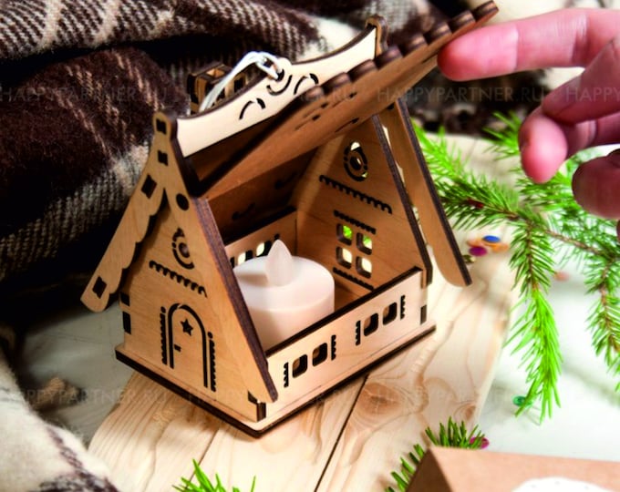 Wall-mounted House With Lighting - Laser Cut File. House Decorations ...