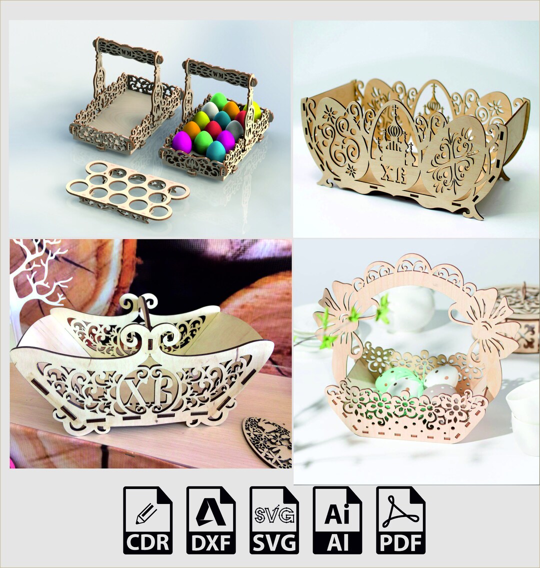 Laser Cut Easter Basket Templates: 4 Designs (digital File) - Etsy