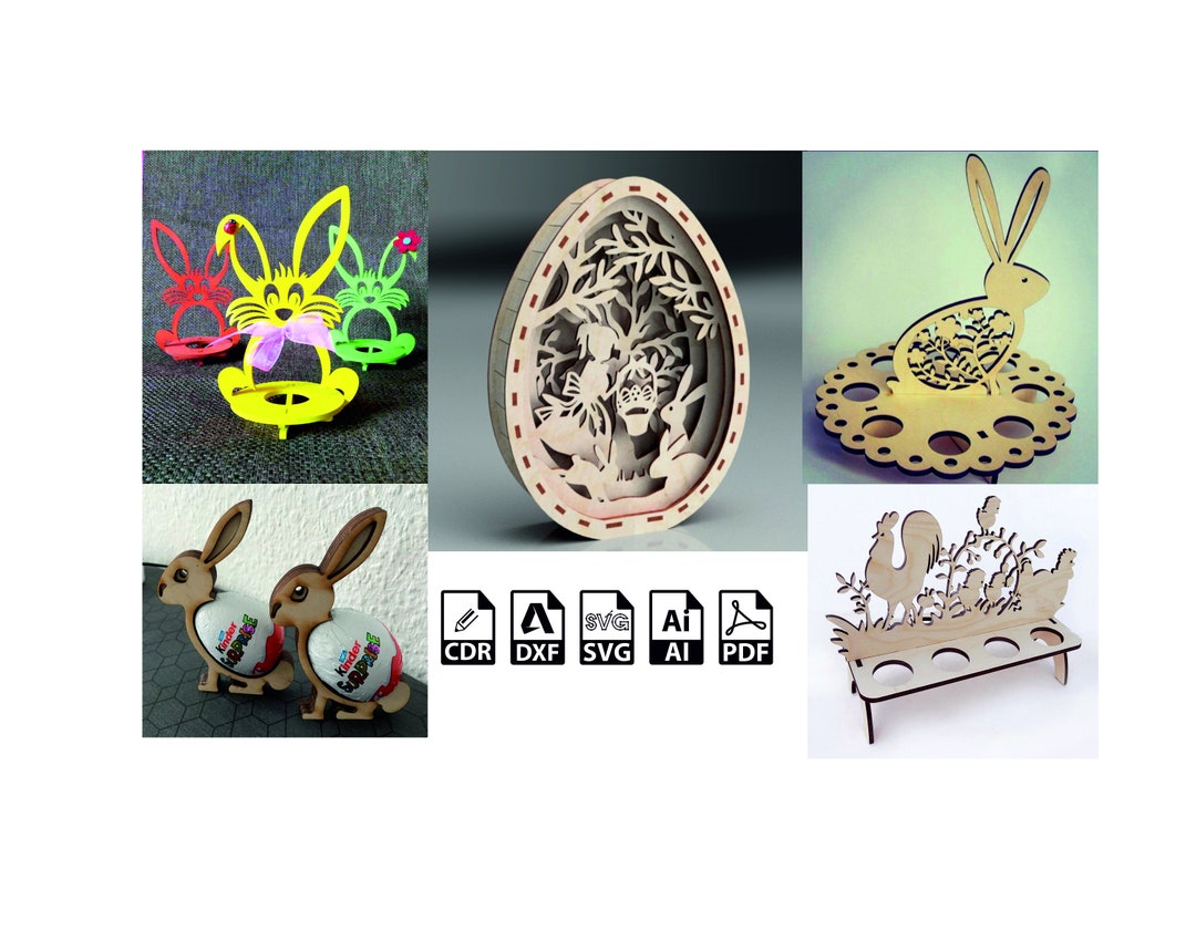 Easter Laser Cut Files: 5 Vector Illustrations (digital Download) - Etsy