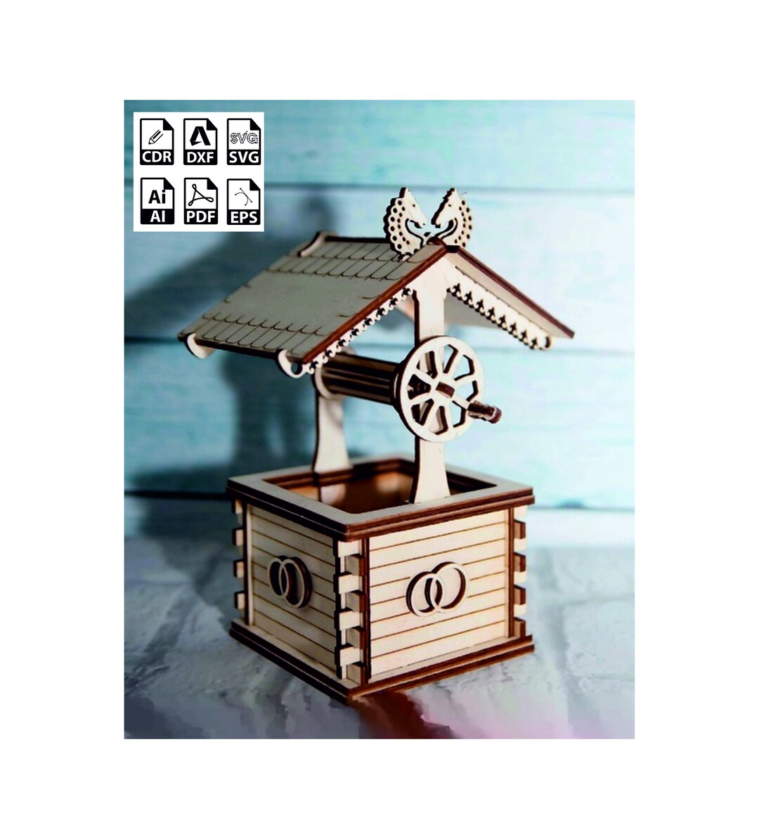 Water Well Laser Cut File: Glowforge Vector Template (digital Download ...