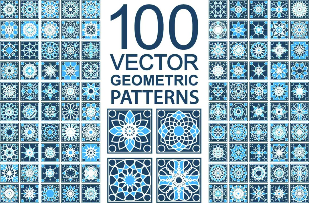 100 Geometric Patterns Vector Set Svg File Decor Decorative Design ...