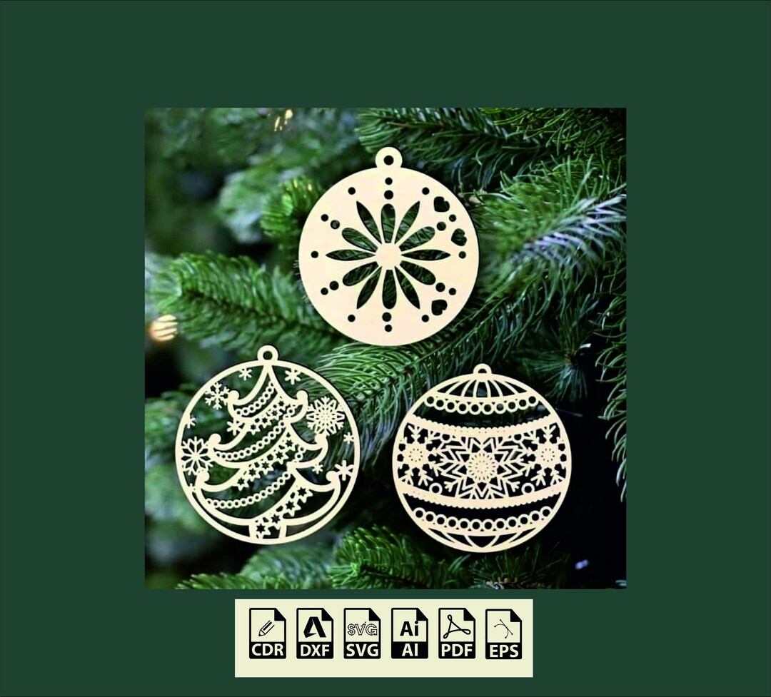 Christmas Tree Decorations Baubles Laser Cut Christmas Svg Christmas ...