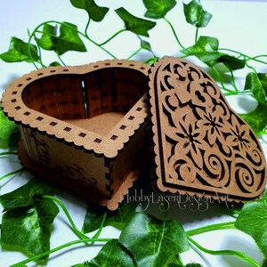 Laser Cut Heart Box Jewelry Box Template Wooden Gift Box Wedding Love ...
