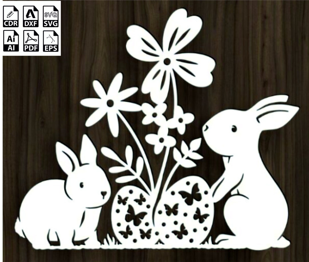 Easter Decoration Laser Cut, Easter Wall Art Dxf File , Easter Bunny ...