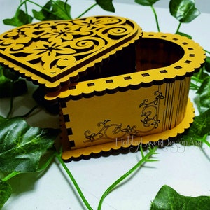 Laser Cut Heart Box Jewelry Box Template Wooden Gift Box Wedding Love ...