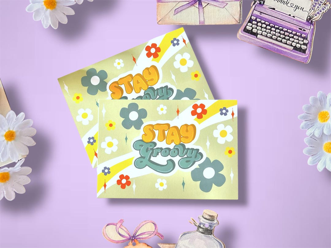 Stay Groovy Cards Cards Card Design Gift Ideas Card Floral Funky Cool ...