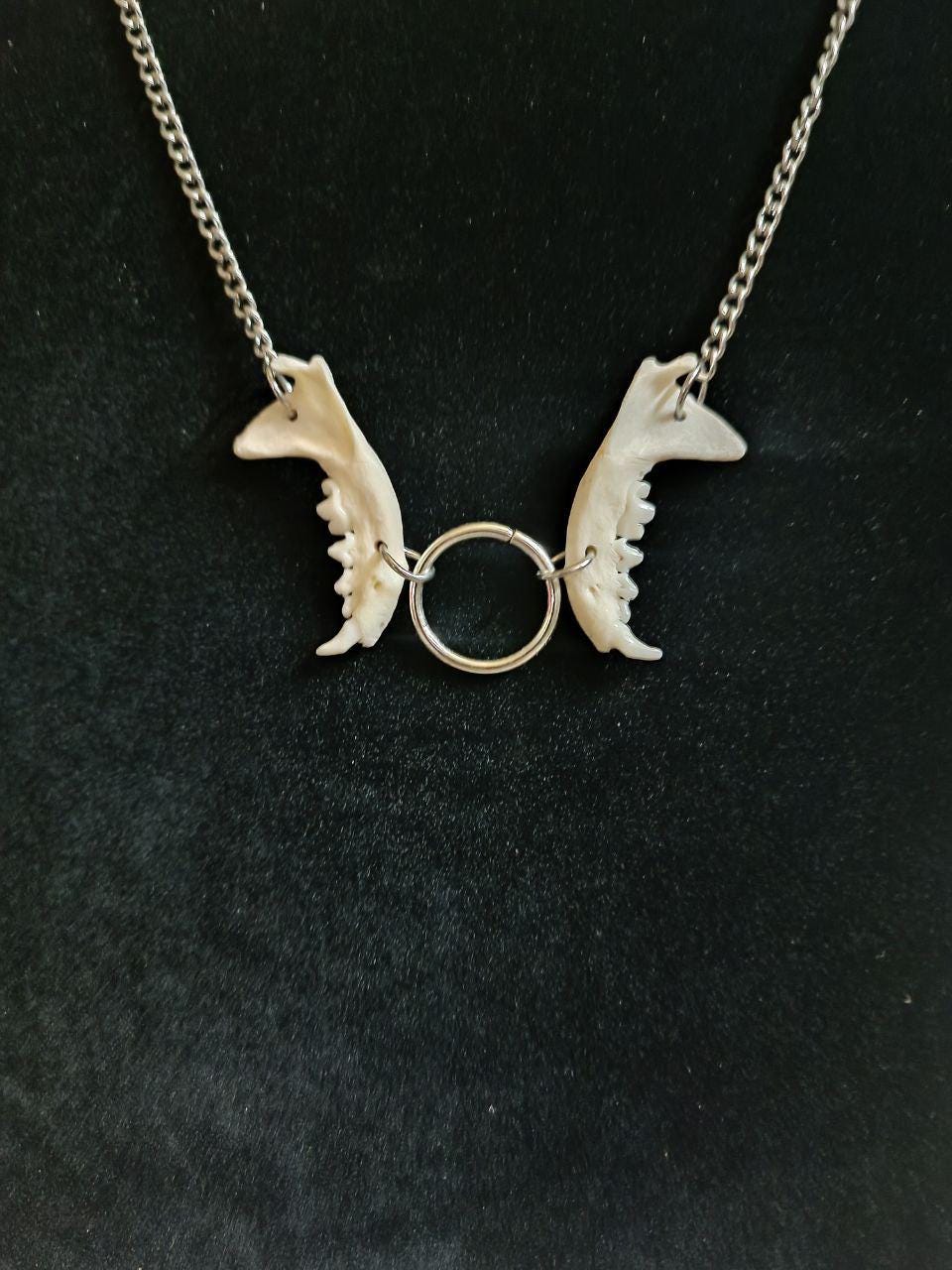 Gothic Bone & Mink Jaw Necklace - Etsy